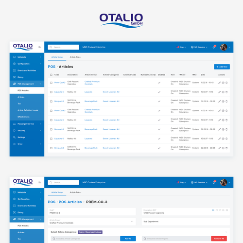 Otalio SPMS UI Design for the modern Cruise Ship Industry | Other web ...