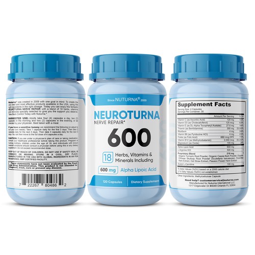 Designs | Supplement Label for NEUROTURNA | Product packaging contest