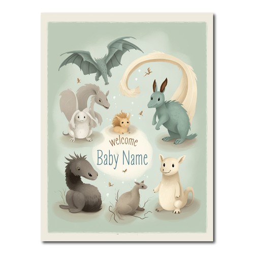 Designs | Design unique baby nursery poster with magical creatures ...