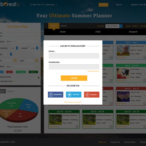 Modern and User Friendly web page design for an activity planning site ...