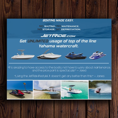 Create a postcard/flyer with an amazing look for a boat and jet ski ...