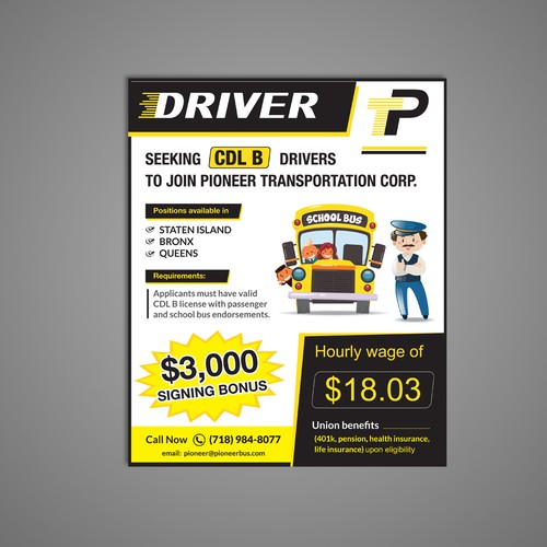 Design a compelling advertisement to hire school bus drivers | Postcard ...