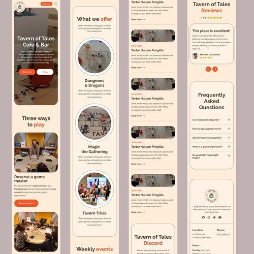 Designs | Fun, mobile friendly page redesigns for our board game cafe ...
