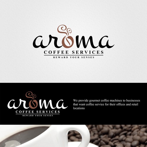 Logo and business card for Aroma Coffee Services "reward your senses ...