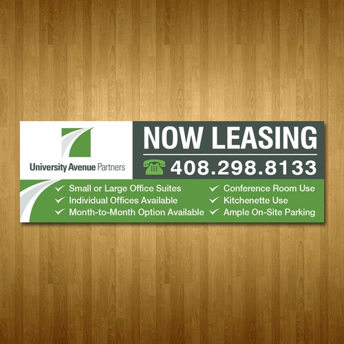Create sleek leasing sign for modern office building. | Signage contest