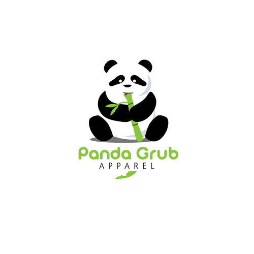 Create a humorous logo for Panda Grub Apparel with a Panda eating or ...