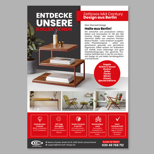 Designs | A4 Printanzeige - Sternzeit Design Möbel | Postcard, flyer or ...