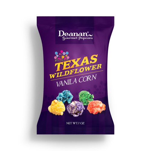Design a "Popping" package for a new flavor of Deanan Gourmet Popcorn ...