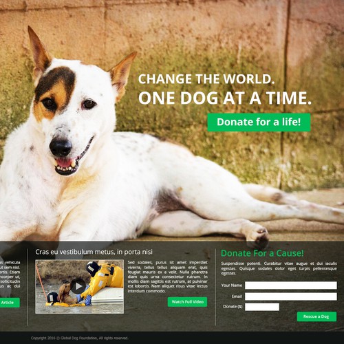 Create a captivating and modern front page for dog rescue organization ...
