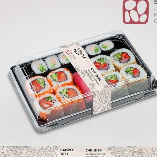 Create a sleeve layout for a sushi packaging | Product label contest