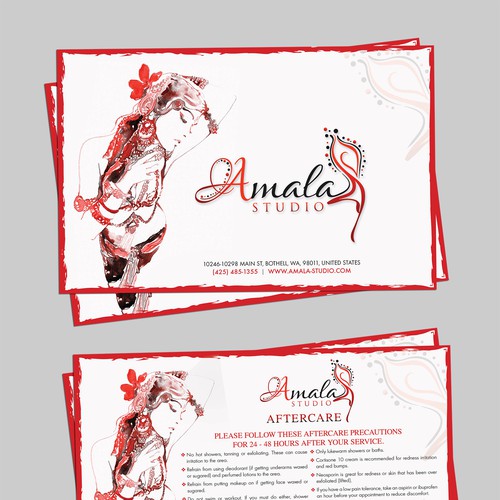 Designs | Create an aftercare card for Amala Studio | Postcard, flyer ...