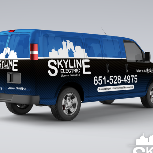 Create a cool simple eye catching fleet of vehicles for an electrical ...