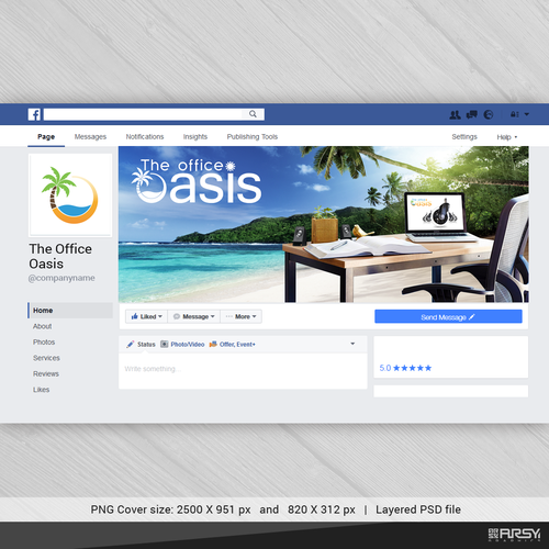 Create captivating Facebook cover for 'The Office Oasis' physical ...