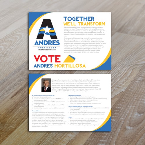 Design an award-winning postcard for a political candidate | Postcard ...