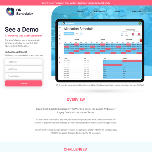 Designs | AI-Powered Scheduler for Hospitals | Web page design contest