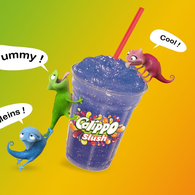 Design a funny and cool brand-mascot for a slush drink (ice cream for ...