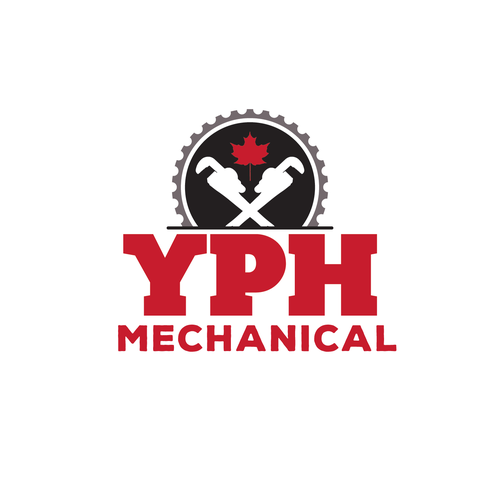 create a modern clean looking logo with pipe wrenches and maple leaf ...