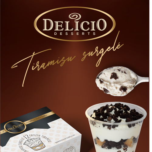 Créer une affiche de la marque de dessert tiramisu DELICIO / Create a ...