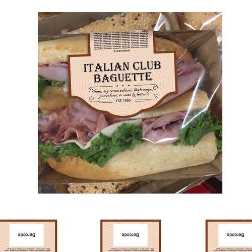 Create a fresh modern label for pre packaged sandwiches, wraps & rolls ...