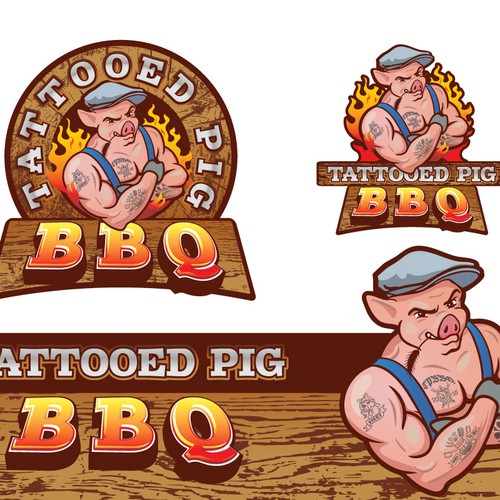 Create a muscle pig logo for a BBQ team | Logo Design Wettbewerb