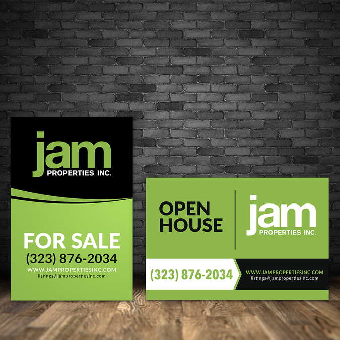 Create a sleek, modern Real Estate for sale sign for J.A.M. Properties ...