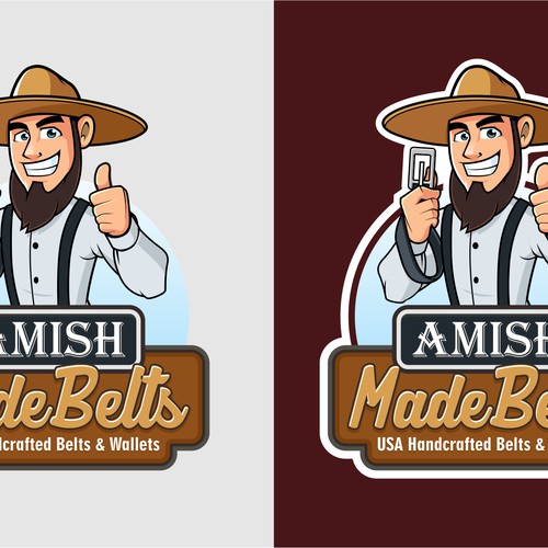 Create a modern and creative logo for AmishMadeBelts.com - Amish Mascot ...