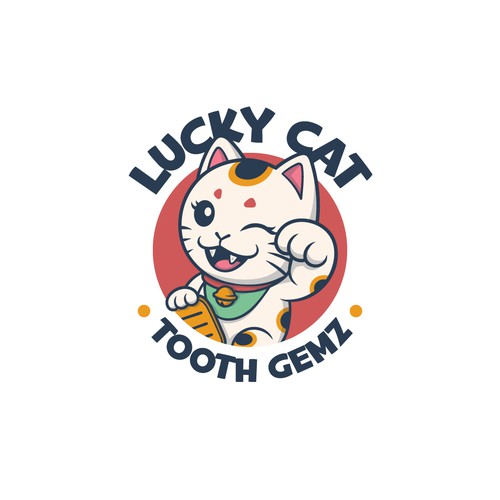Designs | Lucky Cat Tooth Gemz illustration for a tooth jeweler! | Logo ...