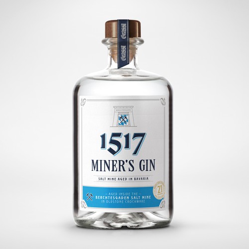 Etikett "1517 Miner's Gin" - aus dem Salzbergwerk Berchtesgaden ...