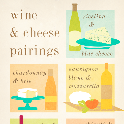 Designs | Vintage cheese and wine pairing poster! | Postcard, flyer or ...