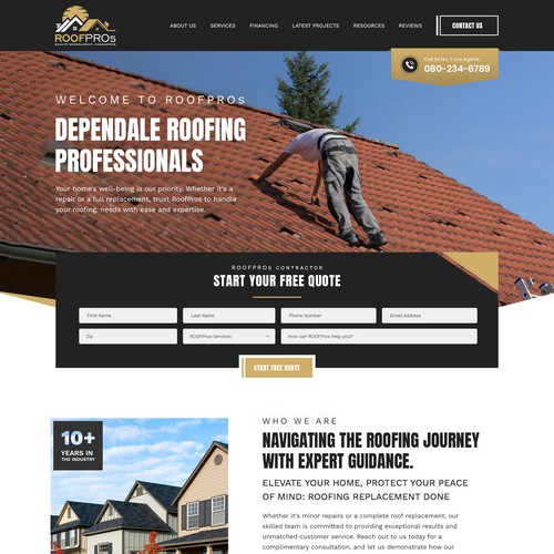 Designs | Standout Roofing Company Website Design. | Web page design ...