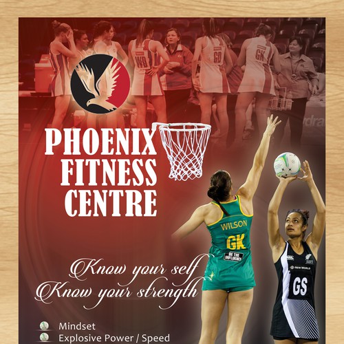 Create a dynamic advertising poster for a female Netball audience ...
