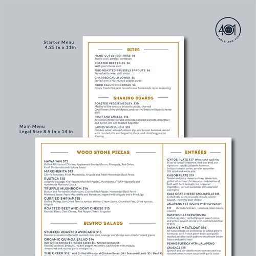 THE '401 TABLE AND TAP MENU DESIGN | Menu contest