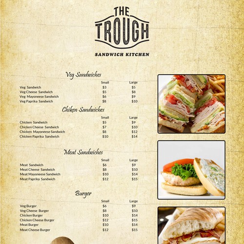 menu design for up and coming specialty sandwich shop | Postcard, flyer ...
