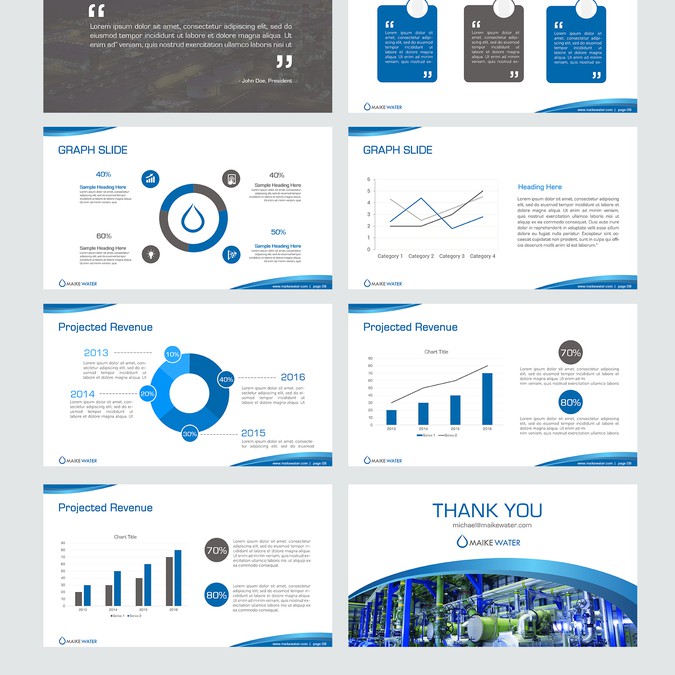 Create a PPT design package for a new and exciting water technology ...