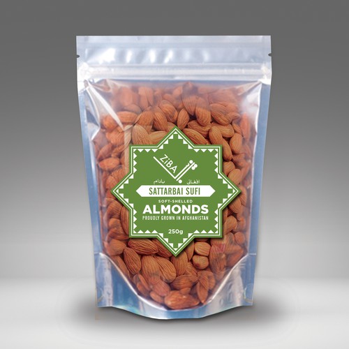 Packaging Label for Afghan Almonds from ZiBA Foods | Product label contest