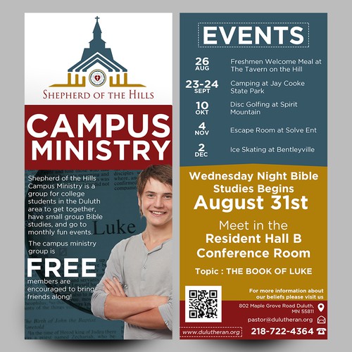 Two Page Flyer for Church Campus Ministry Group | Postcard, flyer or ...