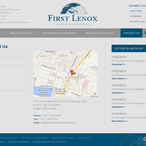 Help First Lenox International with a new website design | Web page ...