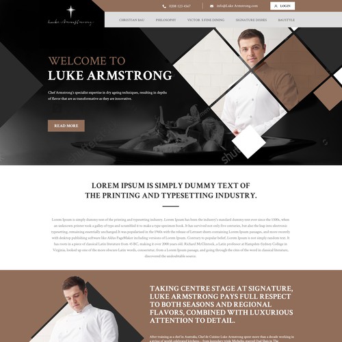 Designs | Luke Armstrong Chef | Web page design contest