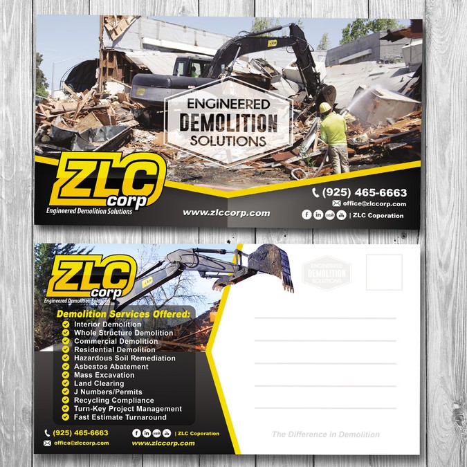 Help a Modern Demolition Company Design a Call-to-Action Postcard ...