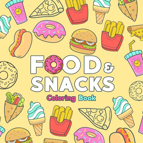 Designs | Square Cover for Food & Snacks Coloring Book | Book cover contest