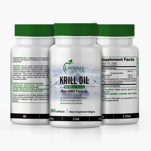 Krill Oil Supplements Bottle Label Design | Product label contest