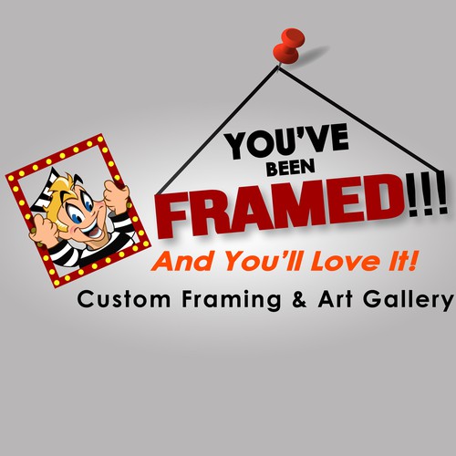 you've been framed !!!! picture framing and art studio logo with the ...