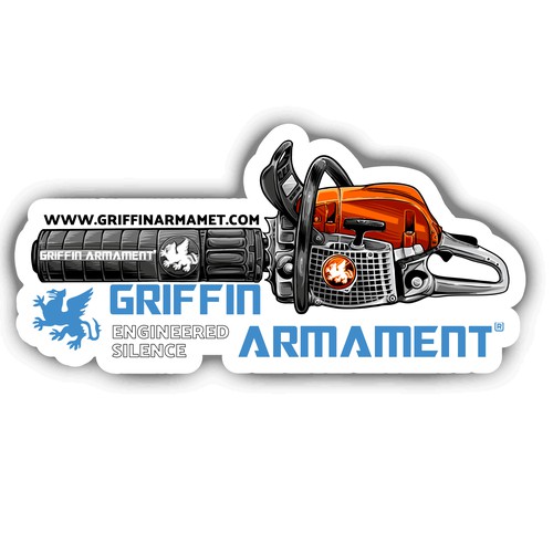 Designs | Chainsaw and Firearm Suppressor Sticker Design | Sticker contest