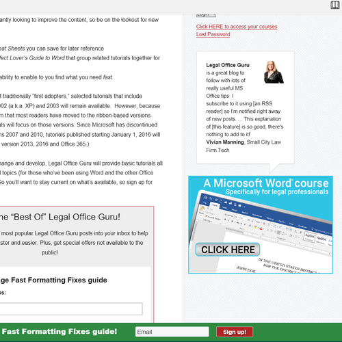 Create a banner ad for Legal Office Guru Microsoft Word course | Banner ...