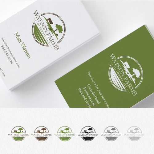 Logo and business cards for family farm producing pastured meats ...