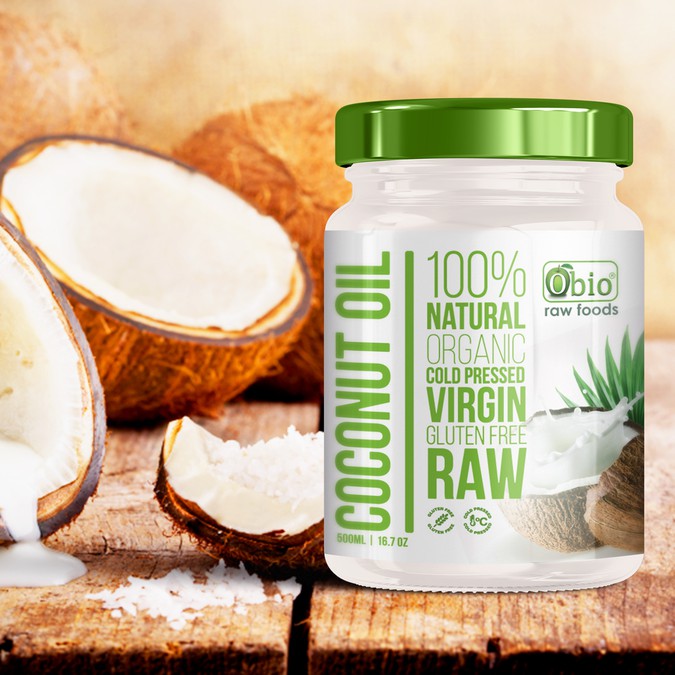 Create a modern and clean label for organic coconut oil 500ml jar ...