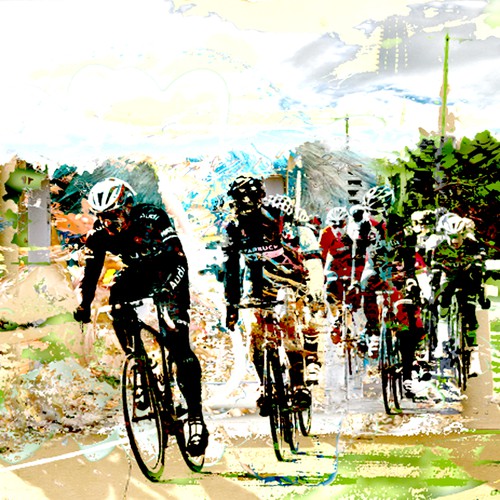Create a stylized bicycle race art piece. Add your own creative flare ...