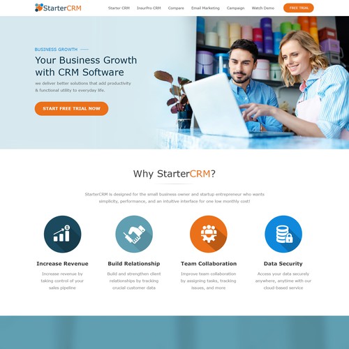 Design a clean/modern CRM Website ! | Web page design contest