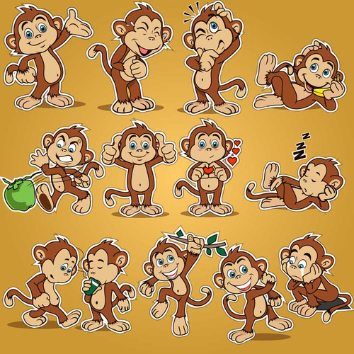 Cute/Funny/Sassy Monkey Character (12 Sticker Pack) | Figuren oder ...