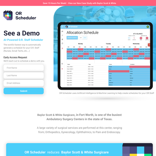 Designs | AI-Powered Scheduler for Hospitals | Web page design contest